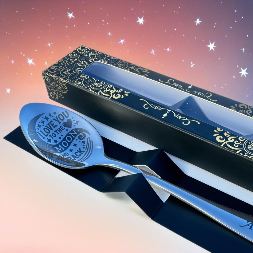 Engraved Gift Spoon – Personal Message & Moon Design – Spoon From The Moon